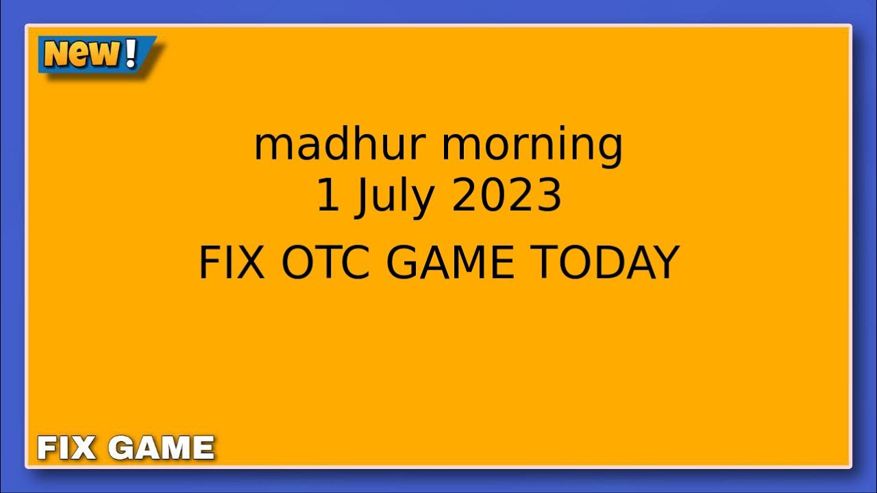 1 July 2023 madhur morning matka satta matka today fix game madhur day ...