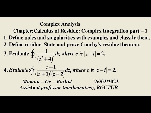 Cauchy's Residue theorem and contour integration - YouTube
