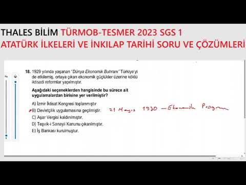 TÜRMOB-TESMER SGS1 2023 Serbest Mali Müşavirlik Sınavı Atatürk İlkeleri İnkılap Tarihi Soru Çözümü