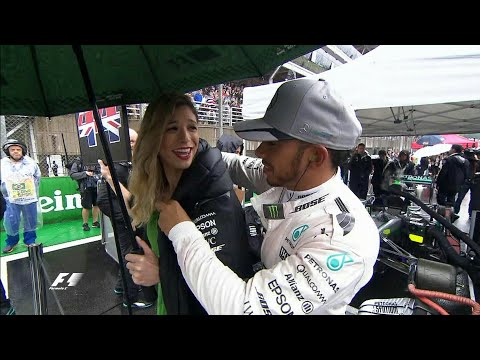 Lewis Hamilton gave beautiful blonde grid girl his coat at rainy Brazil Grand Prix