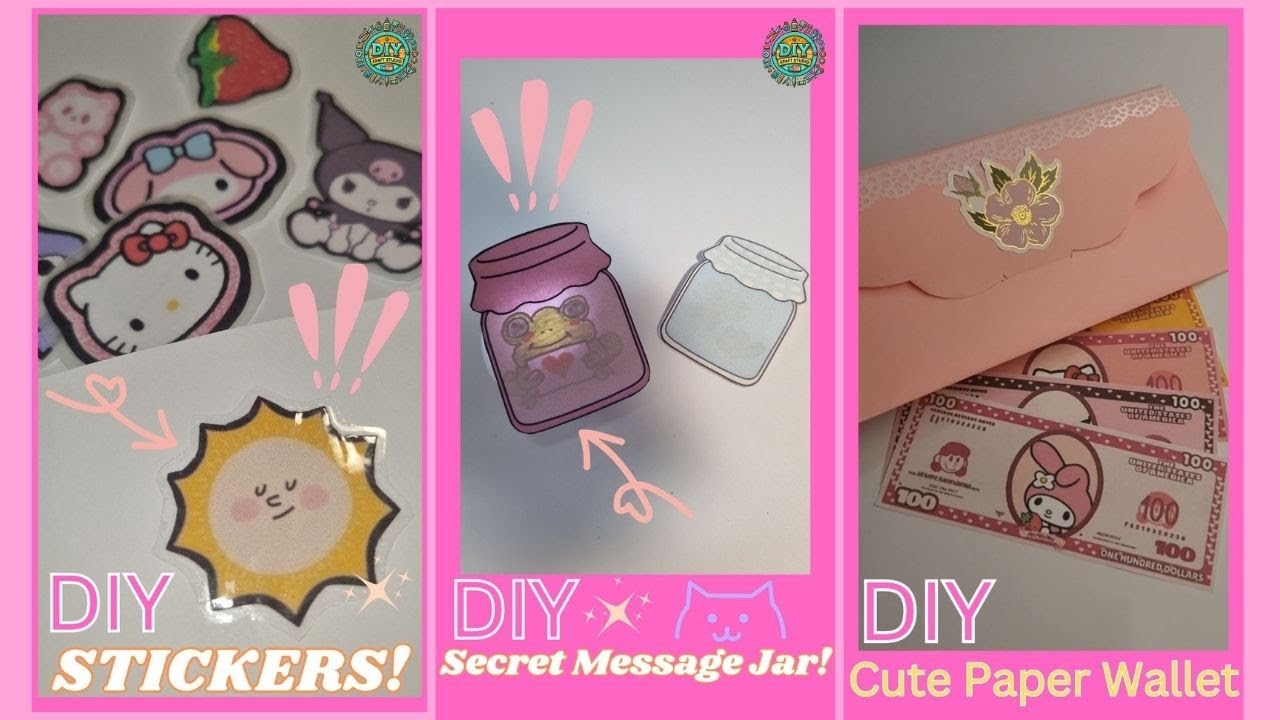 EASY CRAFT IDEAS | DIY Paper Crafts/ Cute Stickers, Secret Message Jar ...