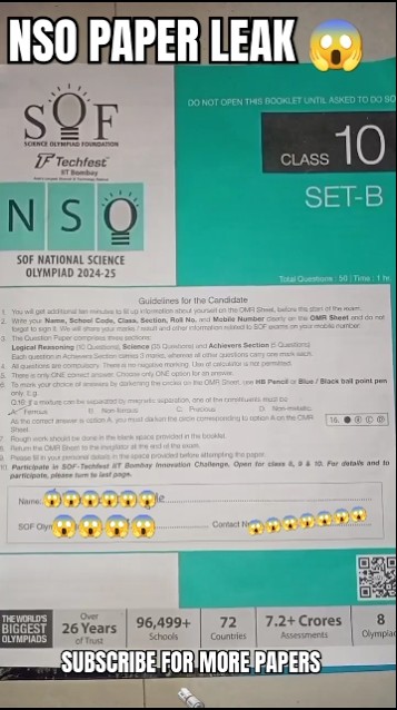 10TH CLASS SCIENCE OLYMPIAD PAPER 2024 😱☝️☝️|| NSO PAPER LEAK 😱 #NSO # ...
