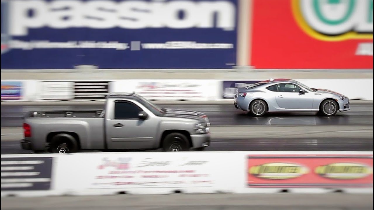 Chevy Silverado Single Cab Vs. Scion FR-S | Drag Race - YouTube