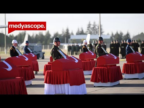 TSK'ya ait C130 kargo uçağı kazasında şehit olan 20 asker için Ankara'da tören düzenlendi #CANLI