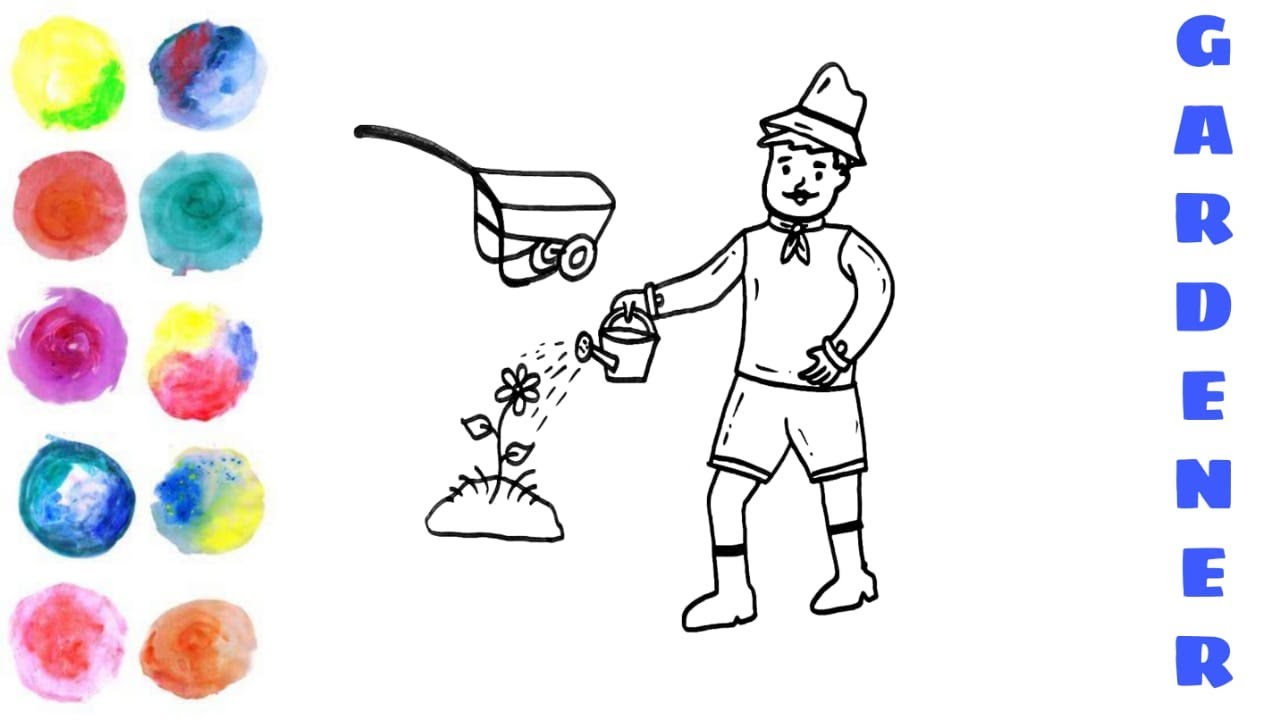 How to Draw a Gardener| Easy & Simple Drawing of a Gardener For ...