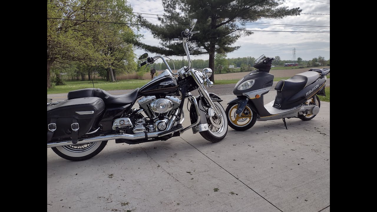 Pimp Chinese Scooter VS American Harley Road King - YouTube