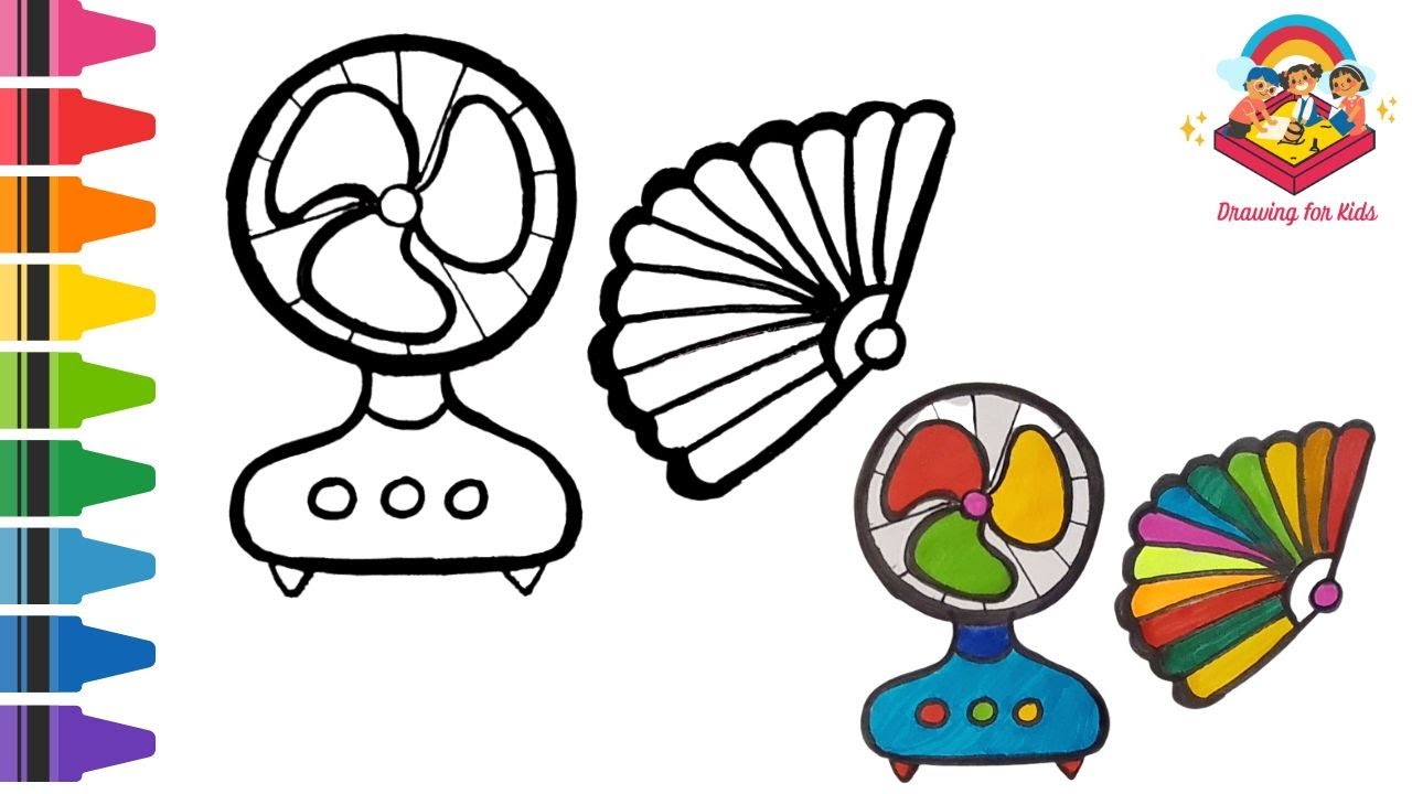 How to Draw Fan I Drawing and Coloring for Kids - YouTube