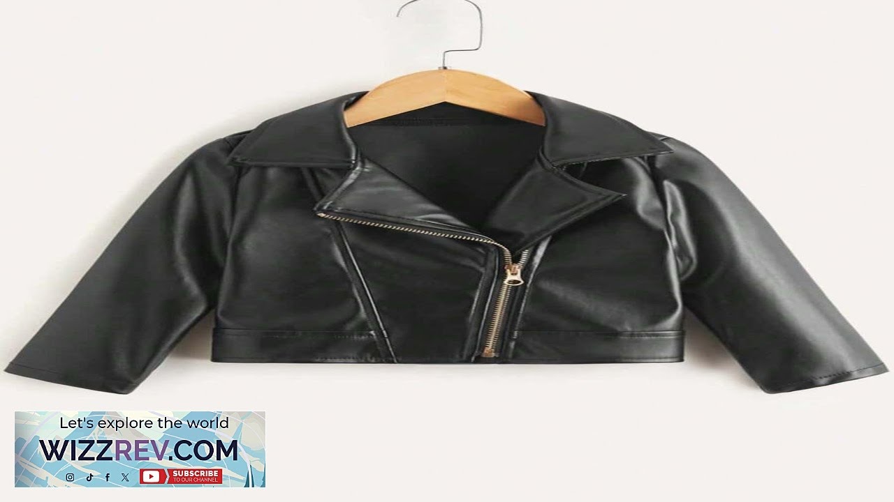 SHEIN Wildeya Tween Girl Cool Faux Leather Short Jacket Long Sleeve ...