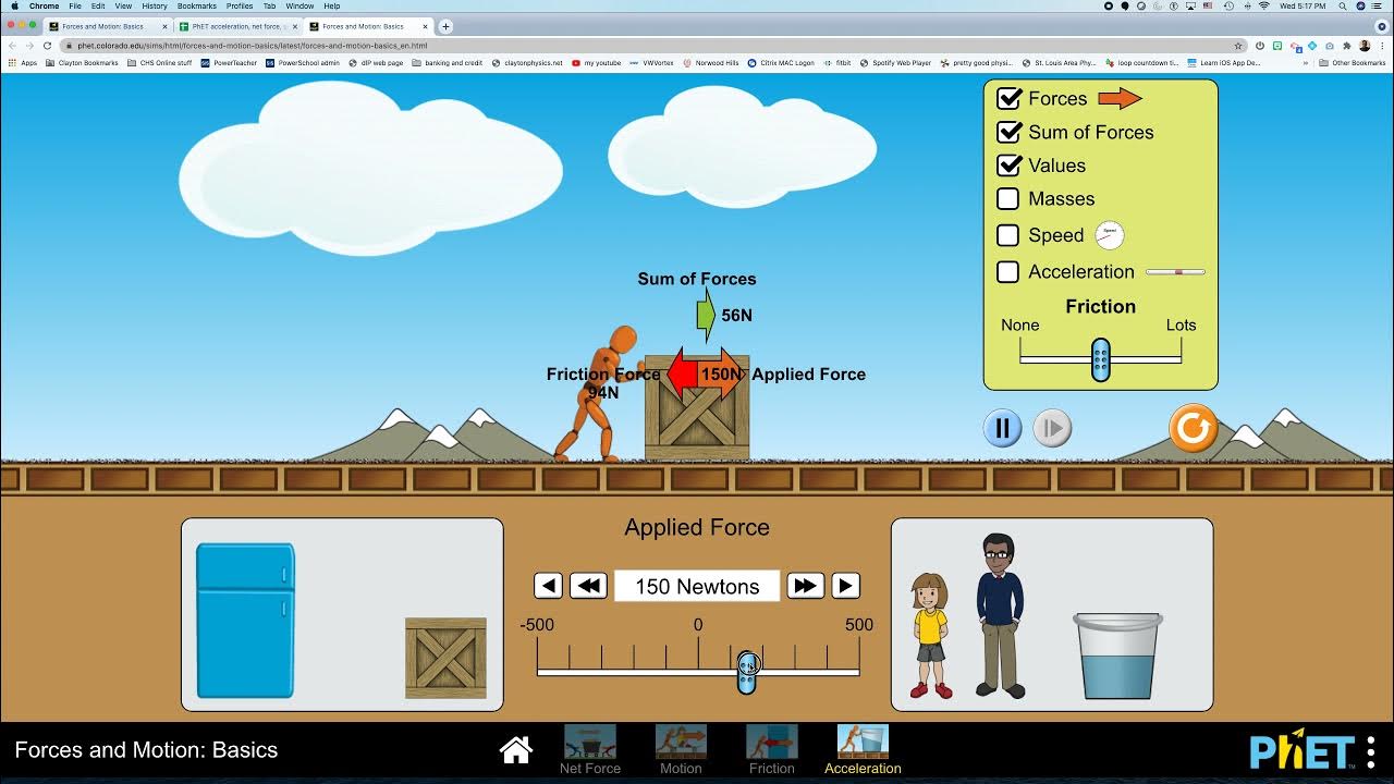 PhET acceleration net force and mass simulation lab introduction - YouTube