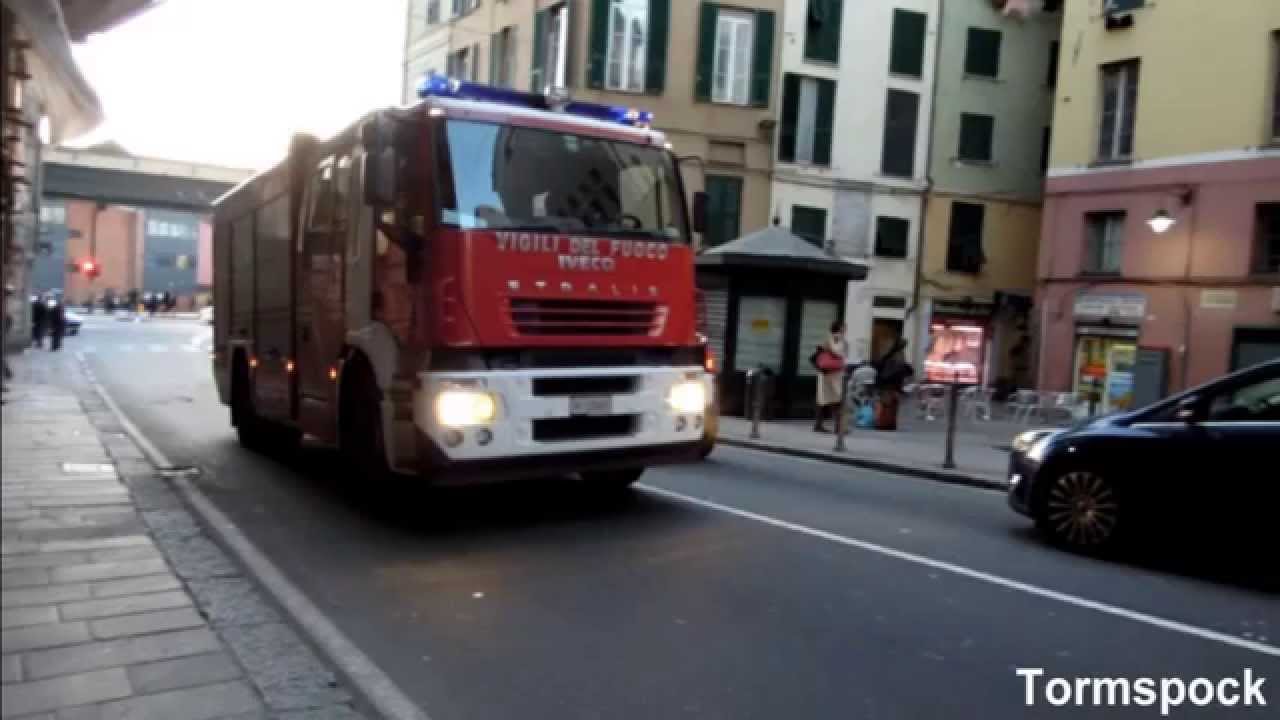 Iveco Stralis in sirena+ autoscala in sirena- fire department code3 ...