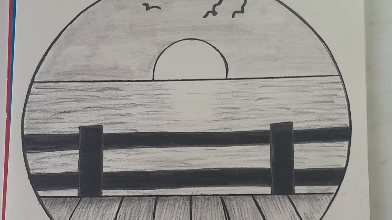 easy river bridge in a circle , how to draw a river wood bridge ...