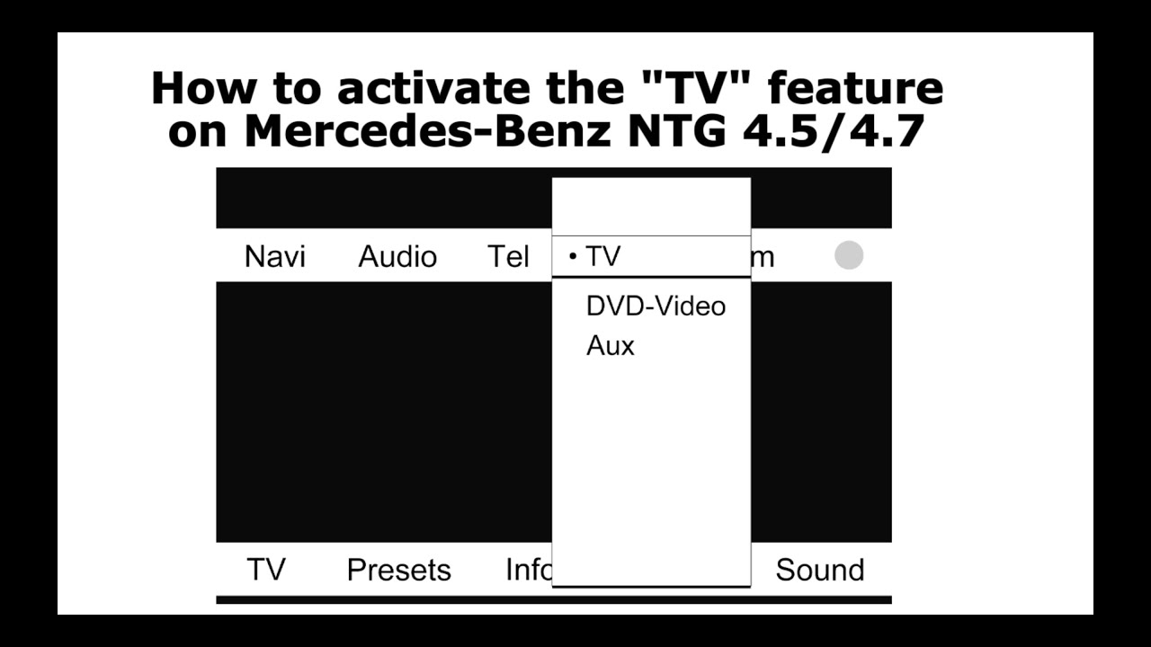 Mercedes-Benz NTG 4.5 / 4.7 "TV" option activation with Mr12Volt MOST ...
