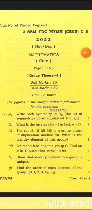 BSc 3rd semester mathematics honours question paper C 6 Dibrugarh ...