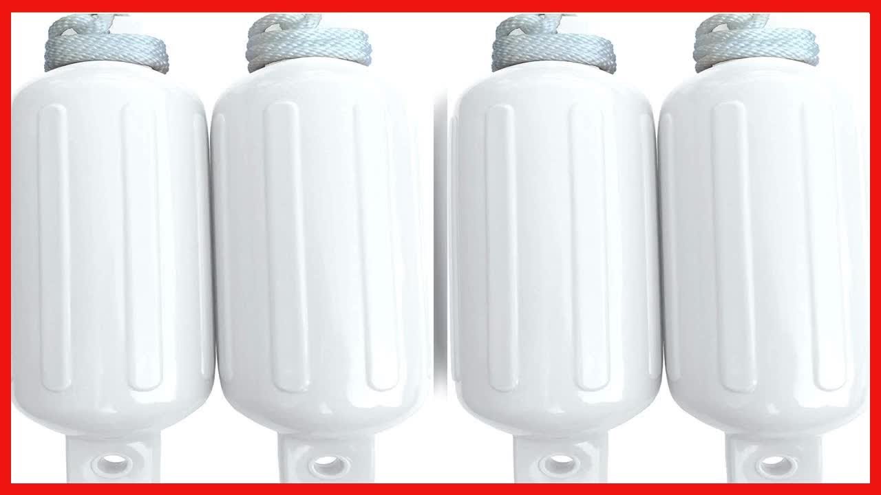Dock Edge + Twin Eye, Dolphin Boat Fender, Ribbed, 5.5"x20", White, 2 ...