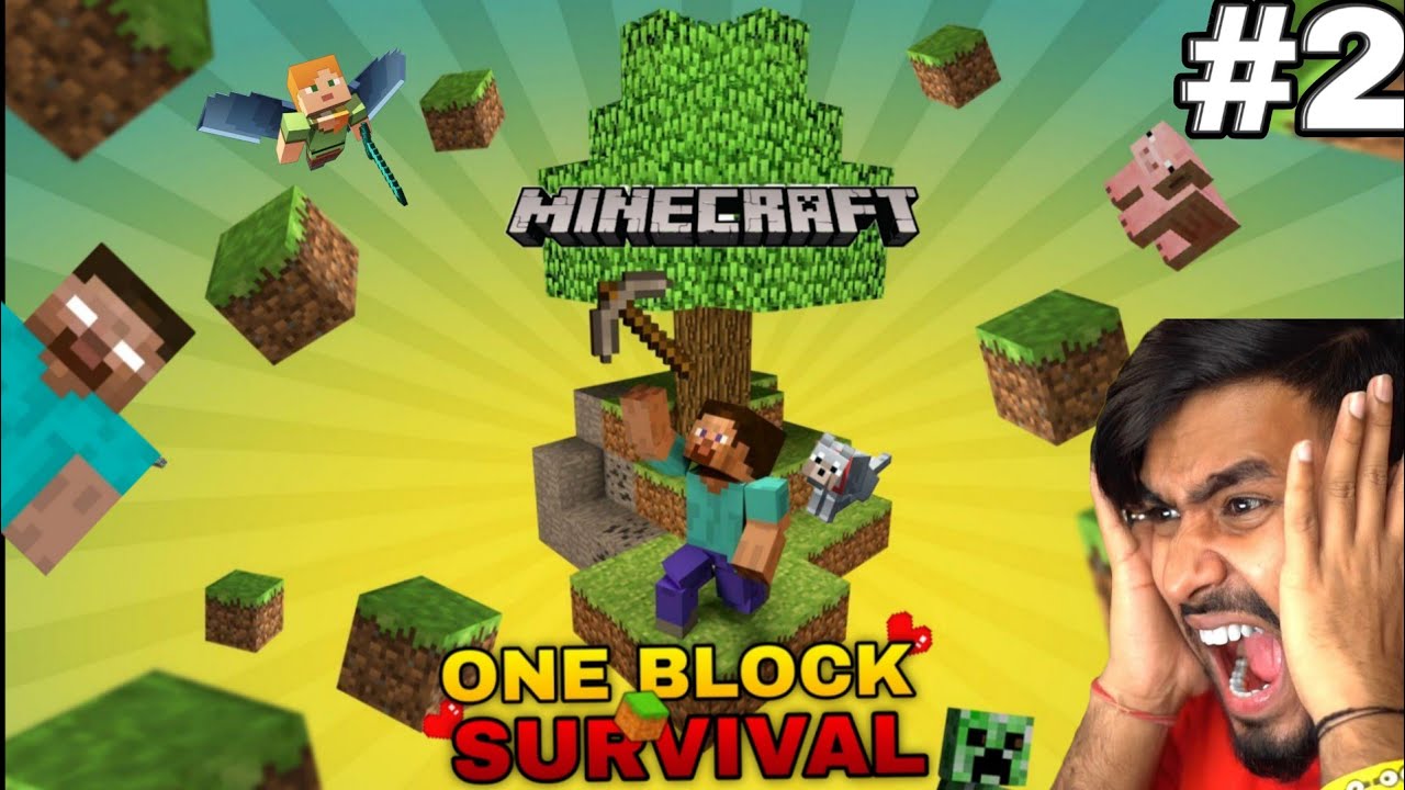 Day Two in One Block Survival in pocket edition Minecraft one block ...