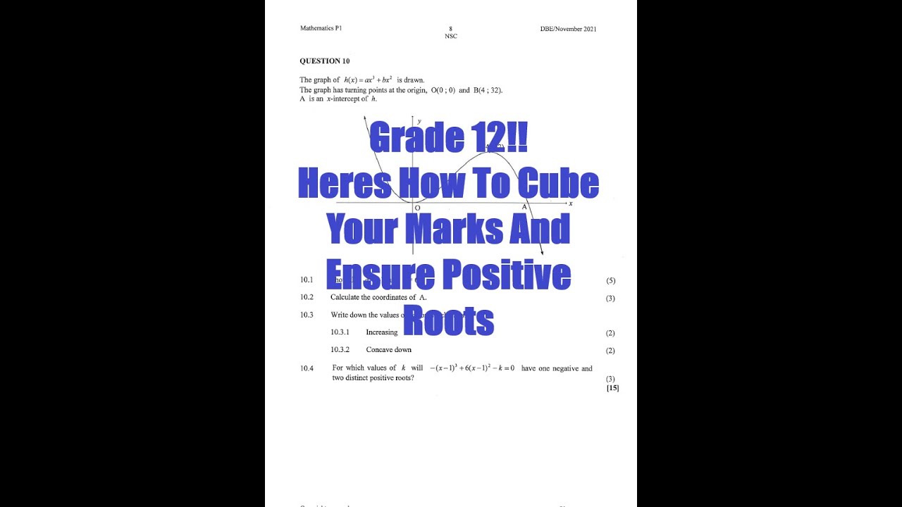 Matric/Grade 12 Math Paper 1 Past Paper 2021 Question 10 Cubic ...