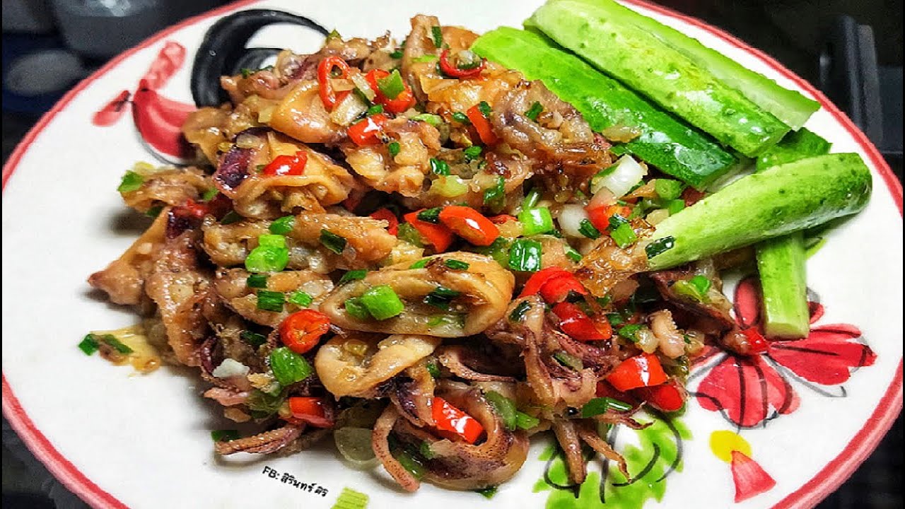 หมึกแห้งคั่วพริกเกลือ Dried squid with Chili and Salt. เผ็ดๆ เค็มๆ มันๆ ...