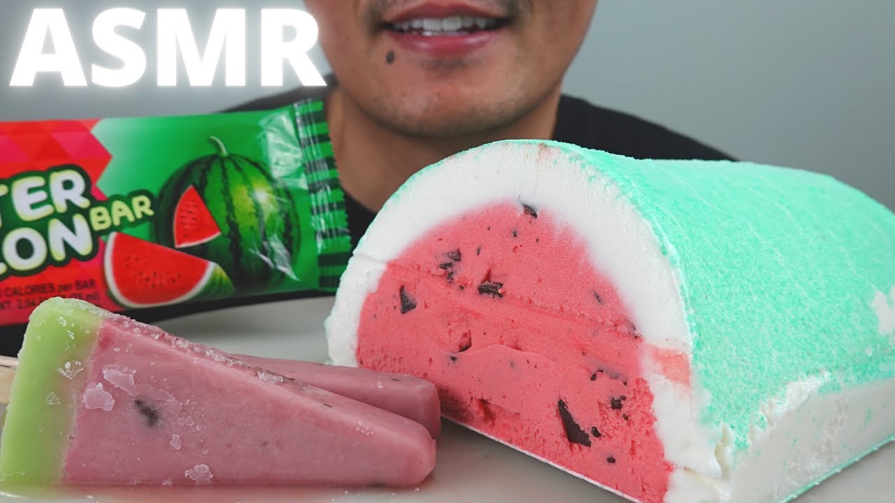 ASMR | Friendly's Wattamelon Sherbet Roll + Watermelon Popsicles | The ...