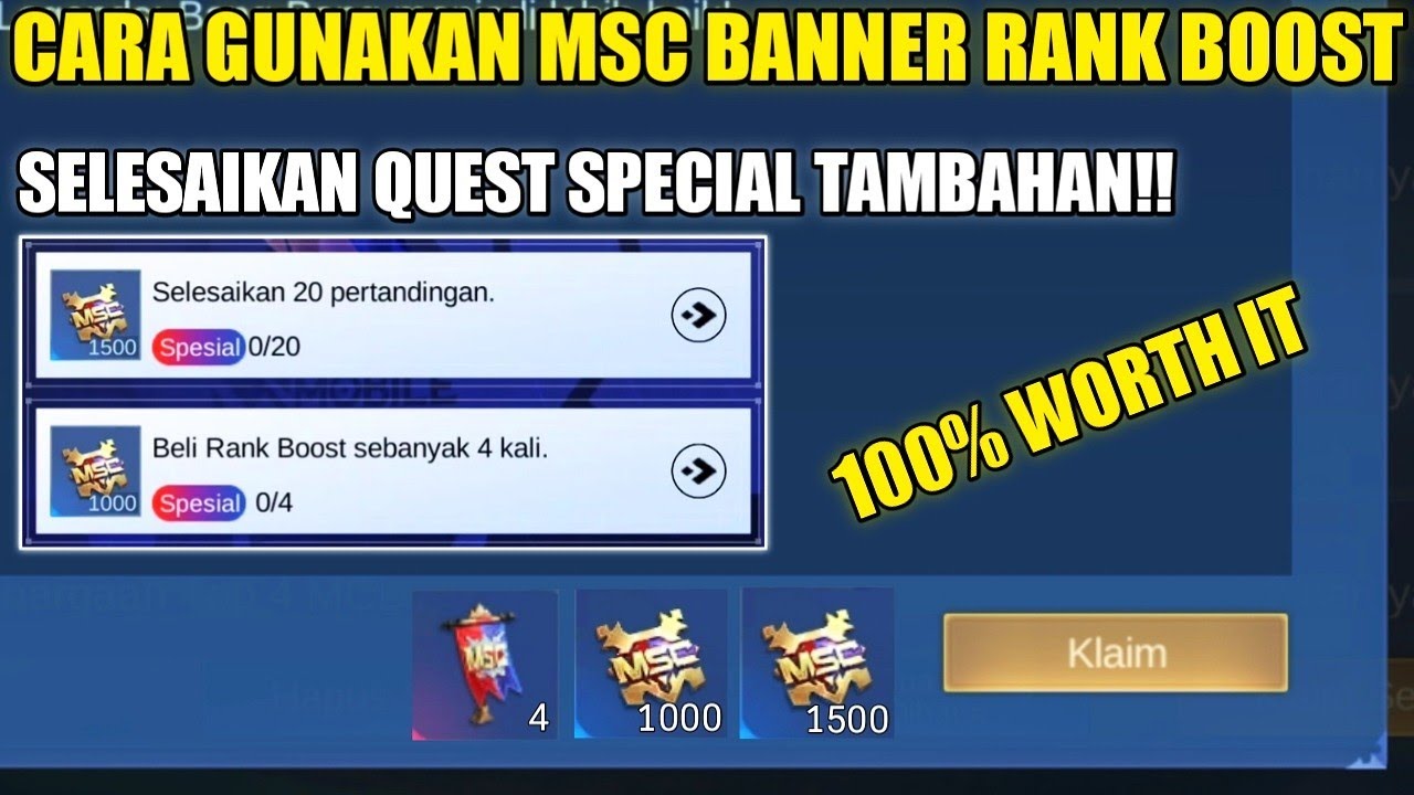 CARA GUNAKAN MSC BANNER RANK BOOST 2023! SELESAIKAN QUEST SPECIAL TAMBAHAN MSC COIN - Mobile ...