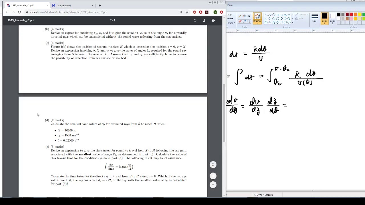 IPHO 1995 P2 Problem and Solutions - YouTube