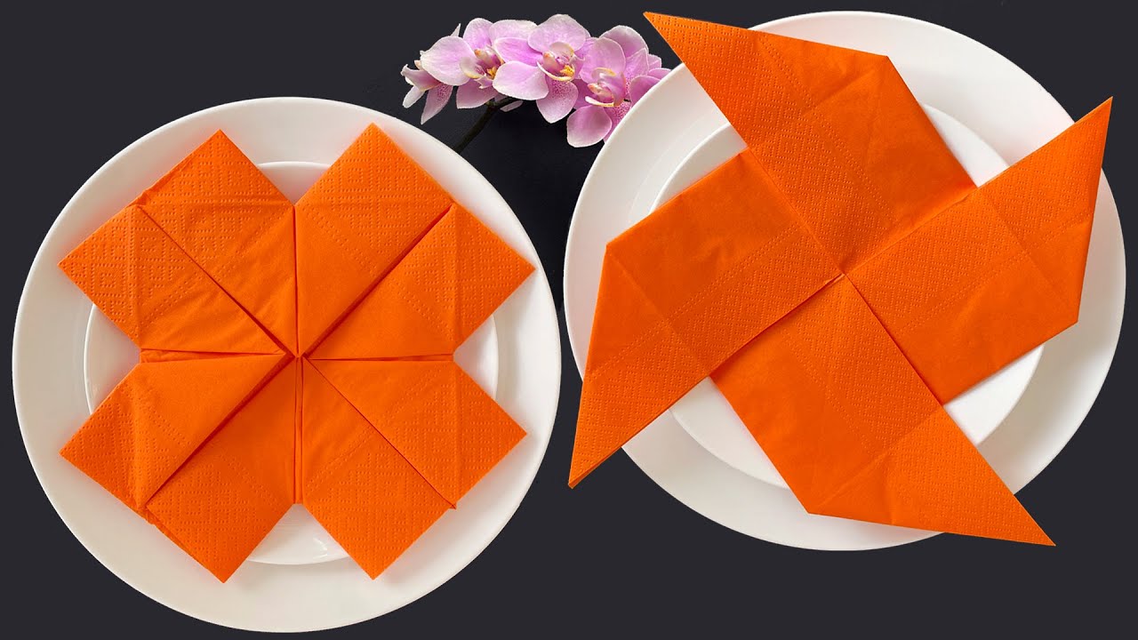How to Make the Cross/Pinwheel Napkin Fold - YouTube