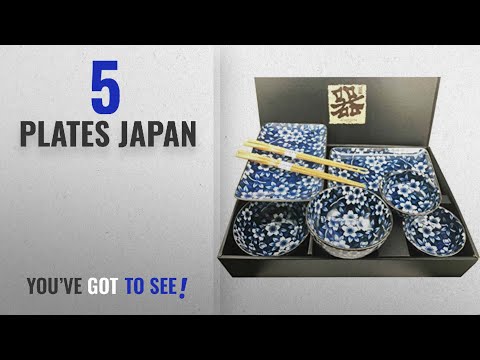 Best Plates Japan [2018]: Made in Japan Floral Blossom Blue Motif Ceramic Sushi Dinnerware 8pc Set