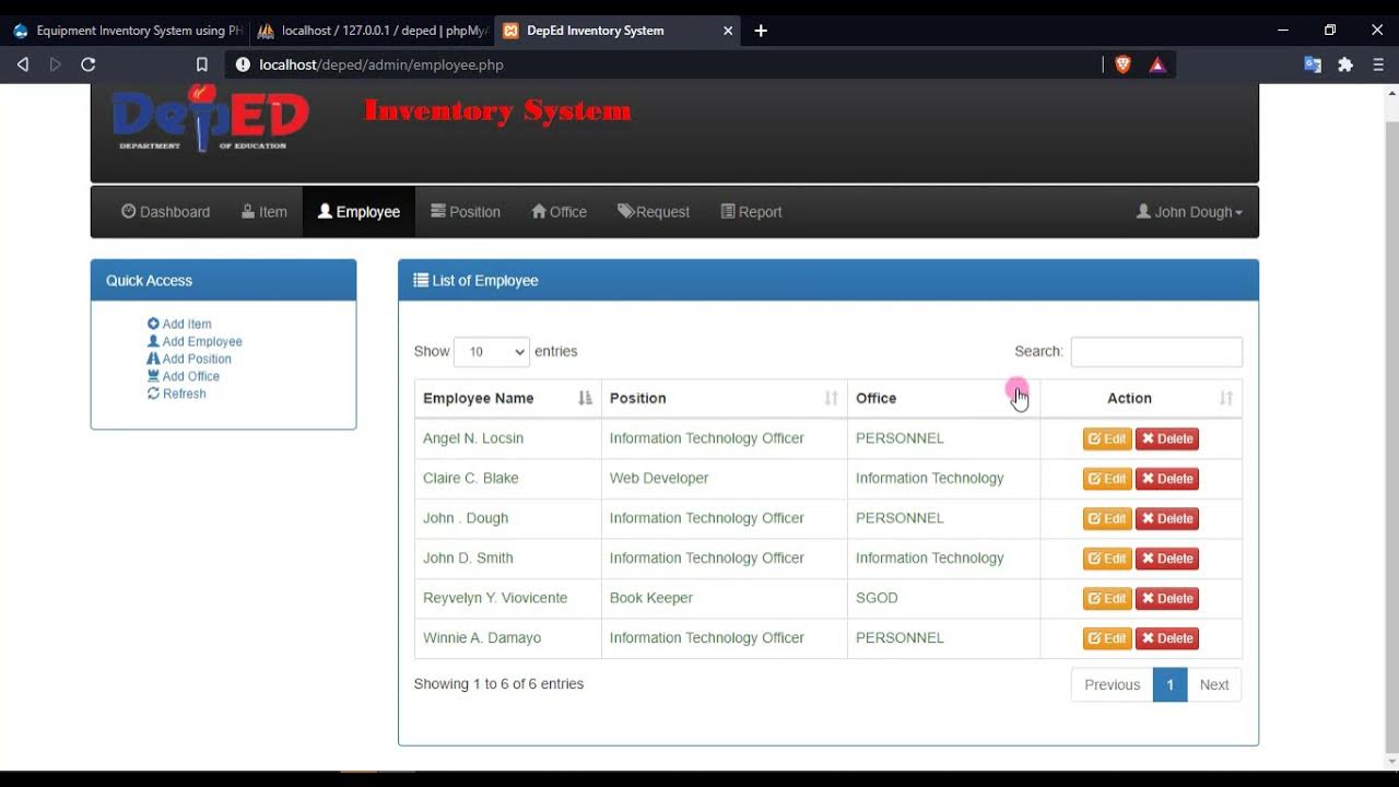 Equipment Inventory System using PHP DEMO - YouTube