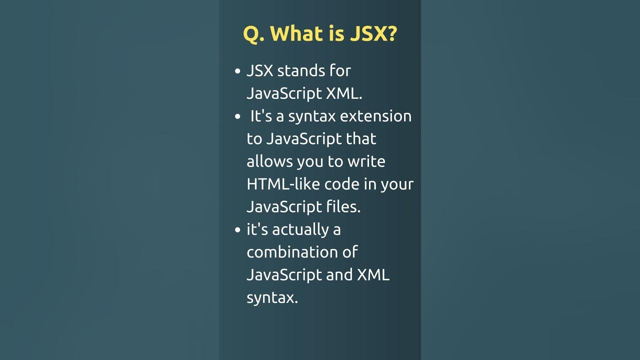 Reactjs Interview Question and Answer | What is JSX #react #shorts #javascript - YouTube