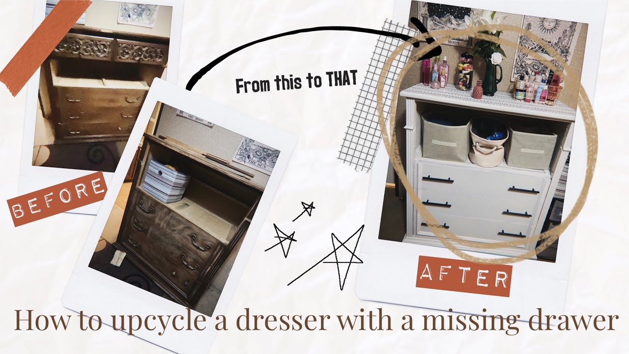 Dresser upcycle | How to fix a dresser with a missing drawer - YouTube