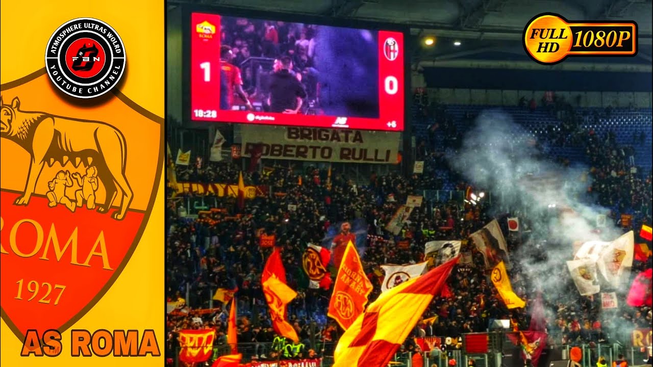 🟠 AS ROMA Fans Superb Atmosphere At Olimpico Rome || As Roma - Bologna ...
