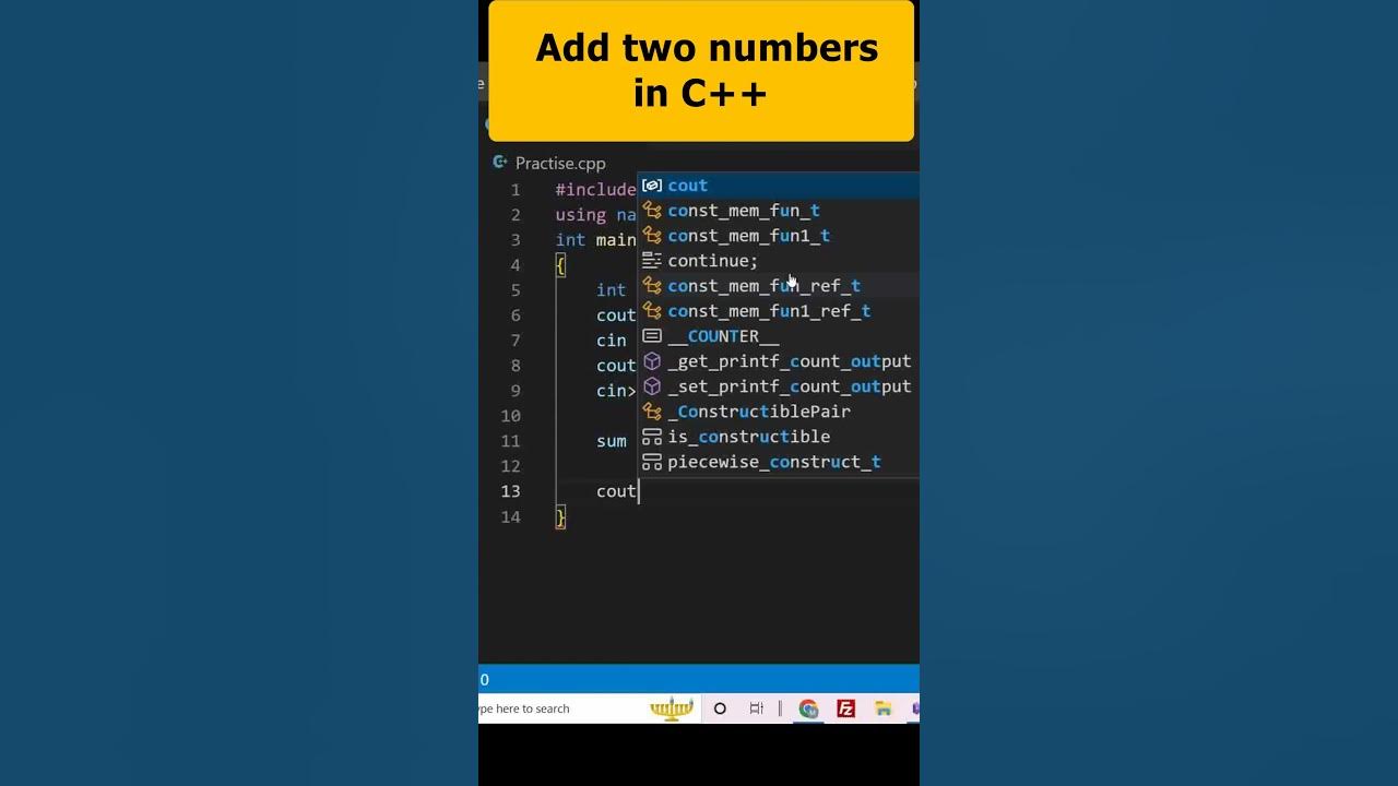 Add Two Number In C C Programming Youtubeshorts Ytshorts Youtube