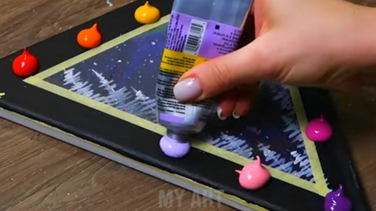 Simple Acrylic Painting Ideas on Triangle Upside Down - YouTube
