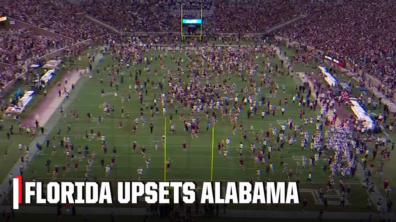 🚨 FLORIDA STATE UPSETS NO. 8 ALABAMA 🚨 Seminole fans storm the field to ...