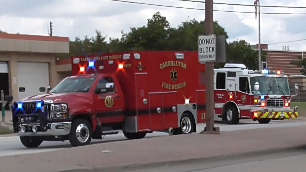 Carrollton Fire Dept Medic & Engine 113 Responding - YouTube