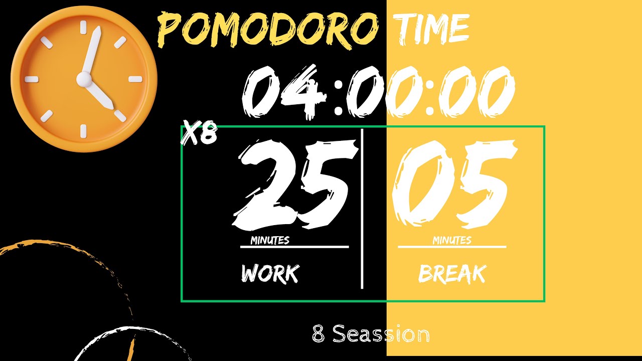 4 HOUR TİMER ALARM Pomodoro 25l5 Technic,Focus Productive for ...