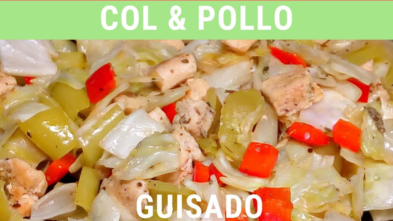 Guisado de col con pollo.- RecetasdeLuzMa - YouTube