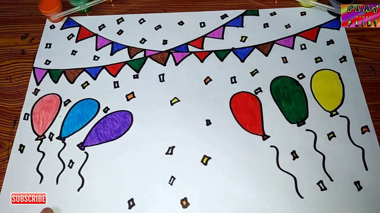 how to draw a party scene - YouTube