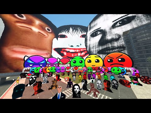 Giant Yoshie and Selena Deldago, Aughhh, Geometry Dash Emojis Nextbot Gmod