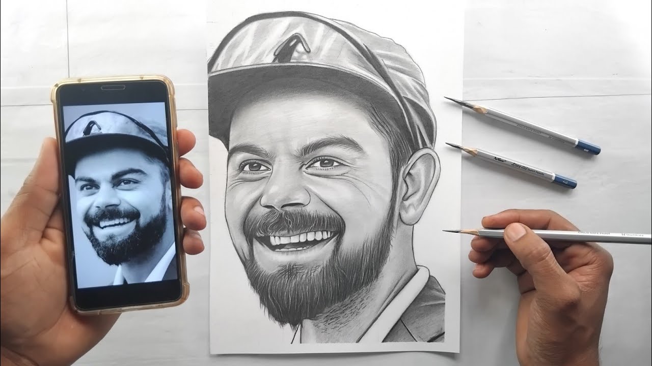 Virat Kohli drawing, Step by step, Shading Tutorial, Part 2 - YouTube