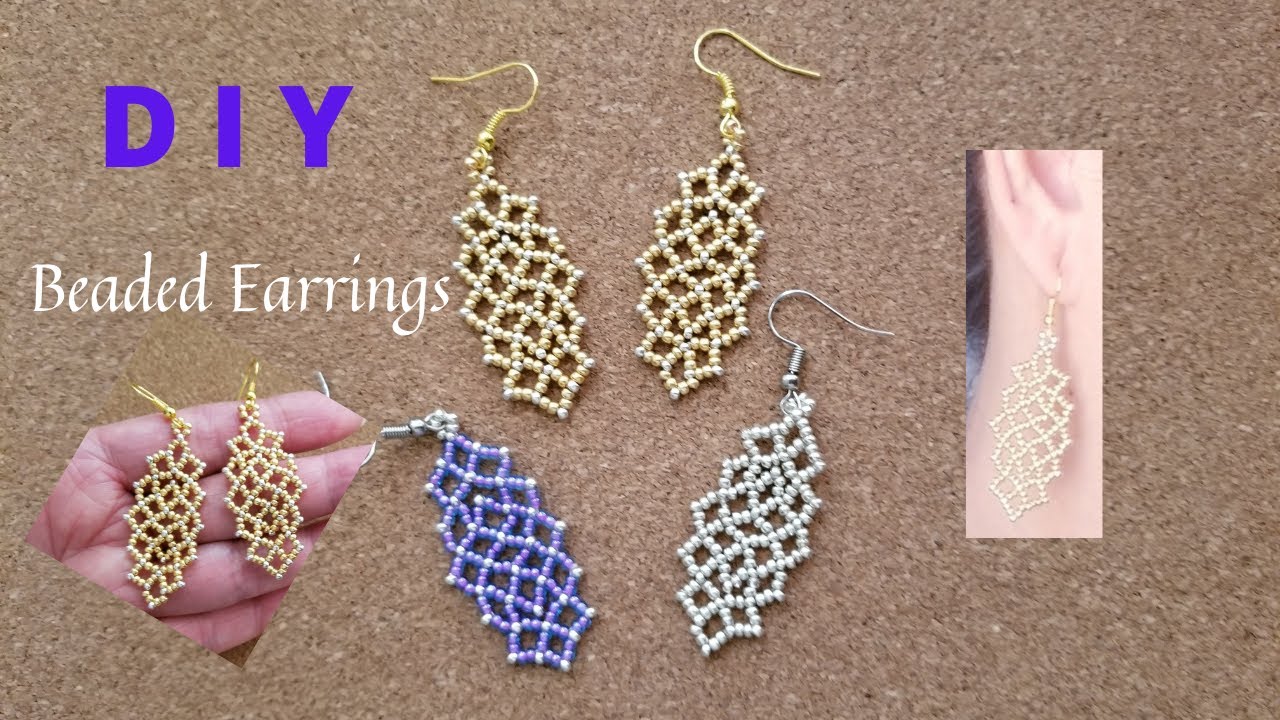 Seed Bead Earrings / DIY How to make beaded earrings / Beaded Jewelry ...