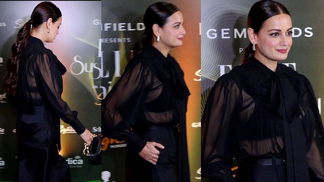 Baapre !! Only Bra😱Dia Mirza Shocking Black Transparent Outfit At Elle ...