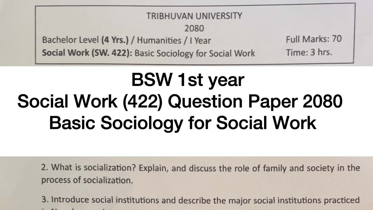 BSW 1st year Social Work 422 Question Paper Basic Sociology for Social ...
