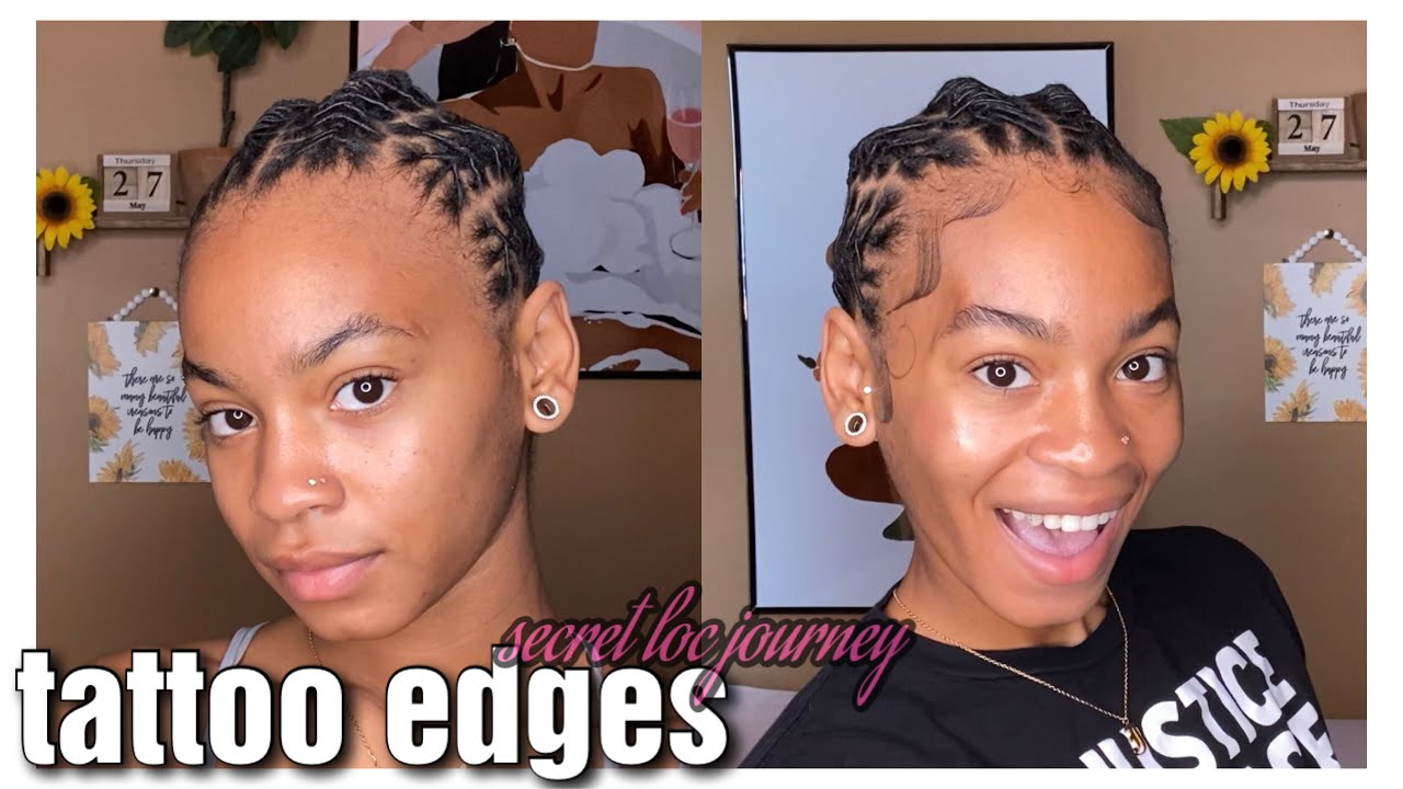 TRYING TEMPORARY TATTOO EDGES WITH MY LOCS - YouTube