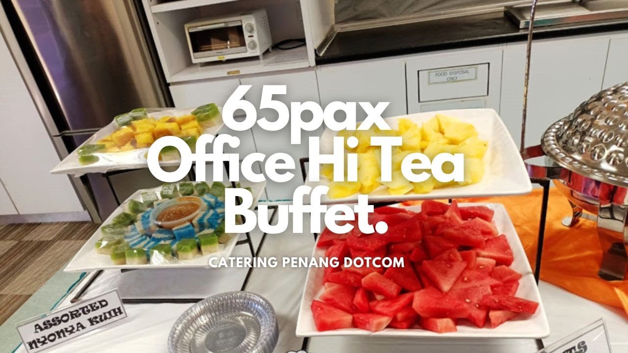 Office Hi Tea Buffet Featuring Chicken Pie and Nyonya Kuih - YouTube