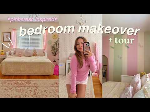 AESTHETIC ROOM MAKEOVER + tour! diy decor, pastel theme 🌷 cozy + pinterest inspired