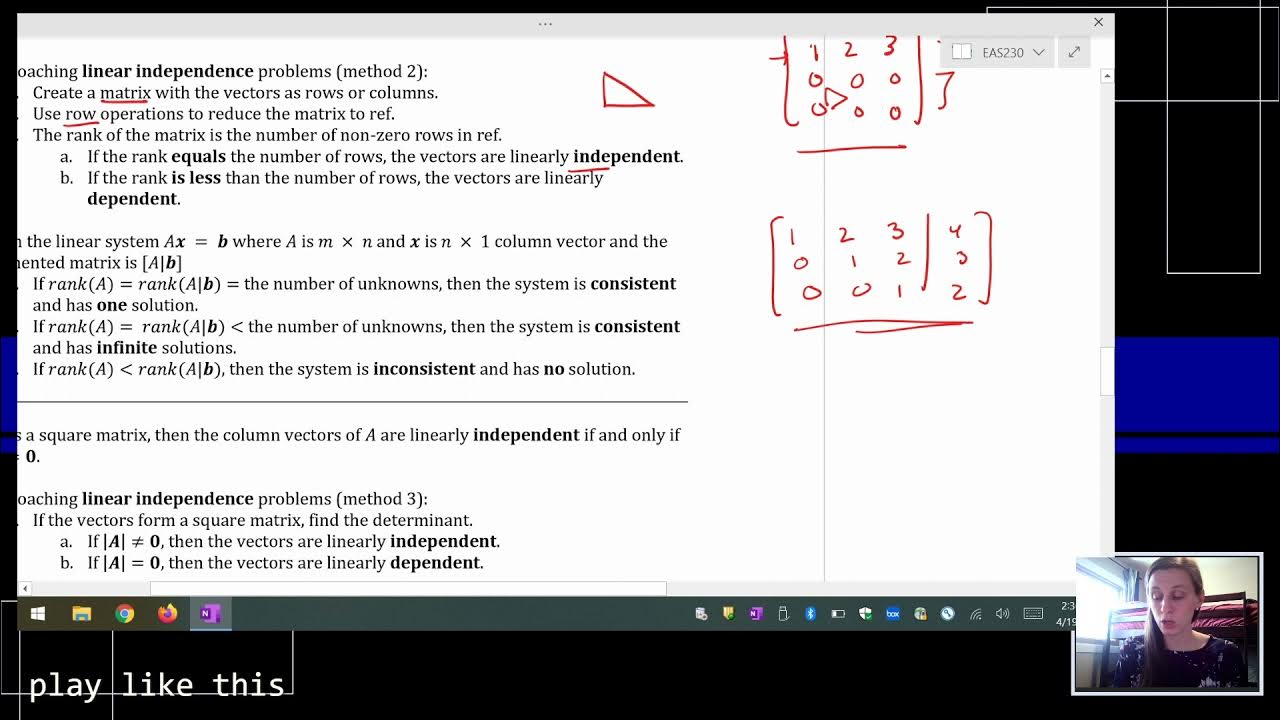 Engineering Computations (4/23) - Week E: Rank of a matrix - YouTube