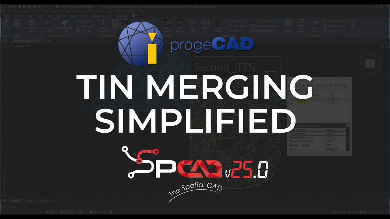 TIN Merging Simplified in ProgeCAD using SPCAD v25.0 - YouTube
