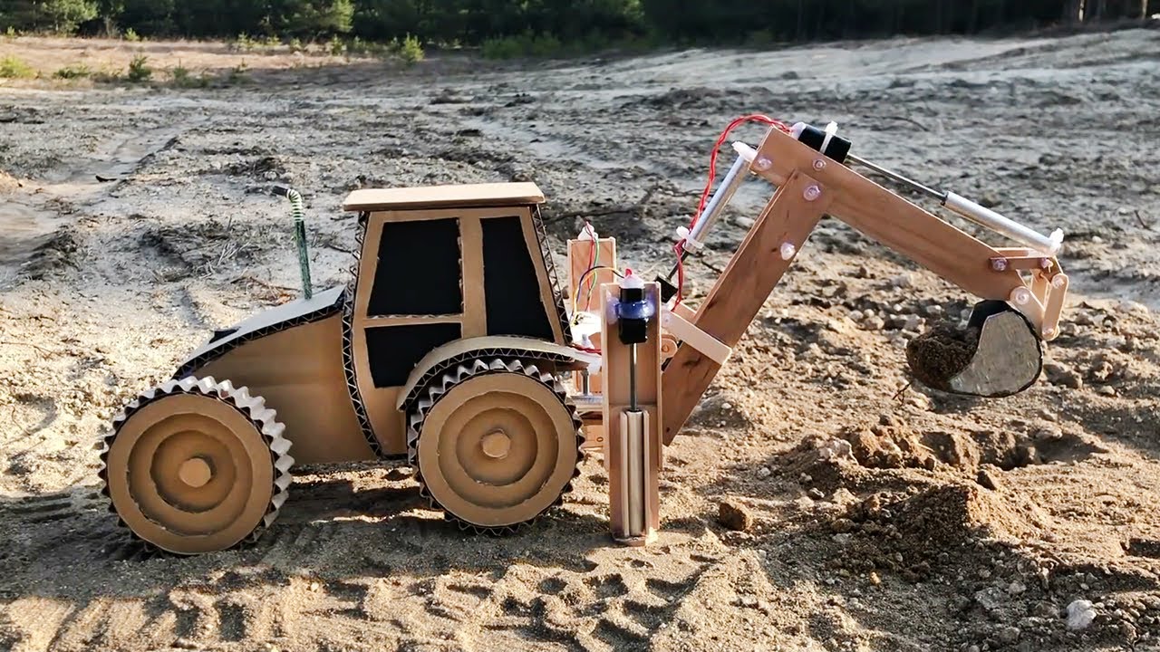 excavator made with cardboard Remote Control Hydraulic Excavator - YouTube
