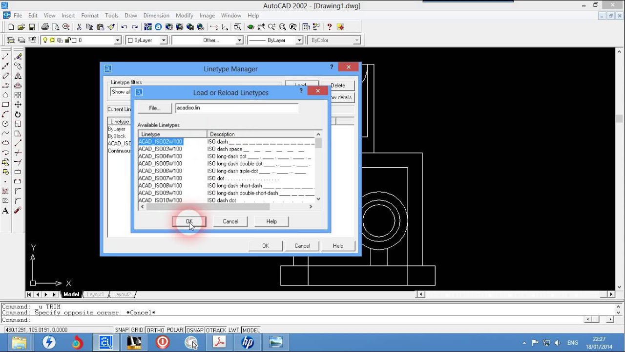2 FIRST DRAWING ON AUTOCAD 2002 - YouTube
