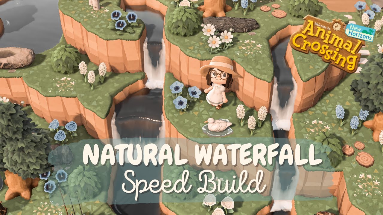 Natural Waterfall & Duck Pond Speed Build // Animal Crossing New ...